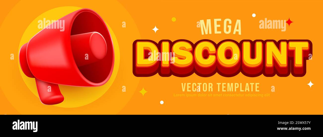 Banner announcing mega discount. Special offer advertisement. Promotion ...