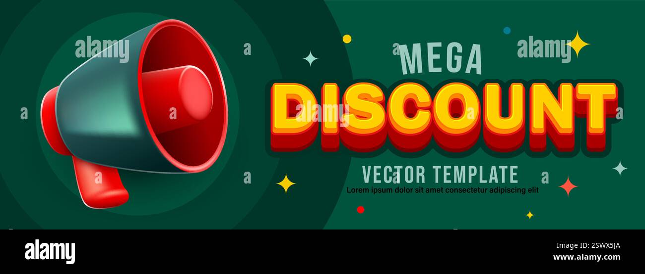 Banner announcing mega discount. Special offer advertisement. Promotion ...