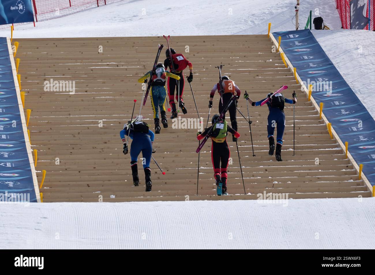 Athletes compete during the women's sprint race at the Ski ...