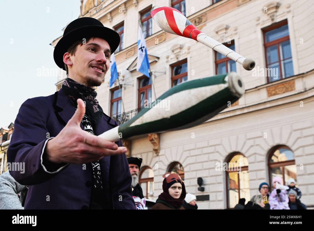February 22, 2025, Ceska Lipa, Czech Republic: People in masks ...