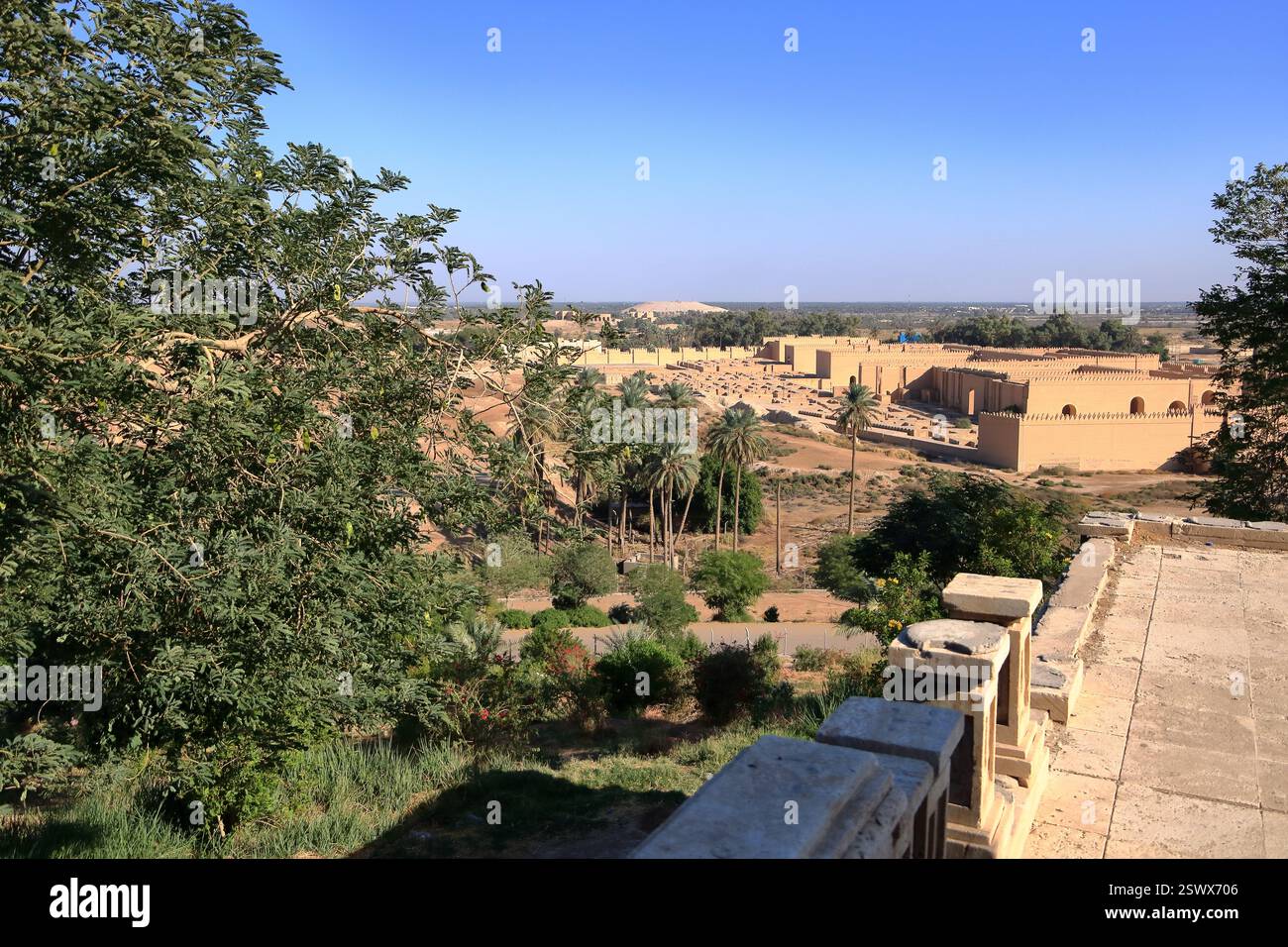 the Upper view of the ancient city of Babylon from former Saddam ...