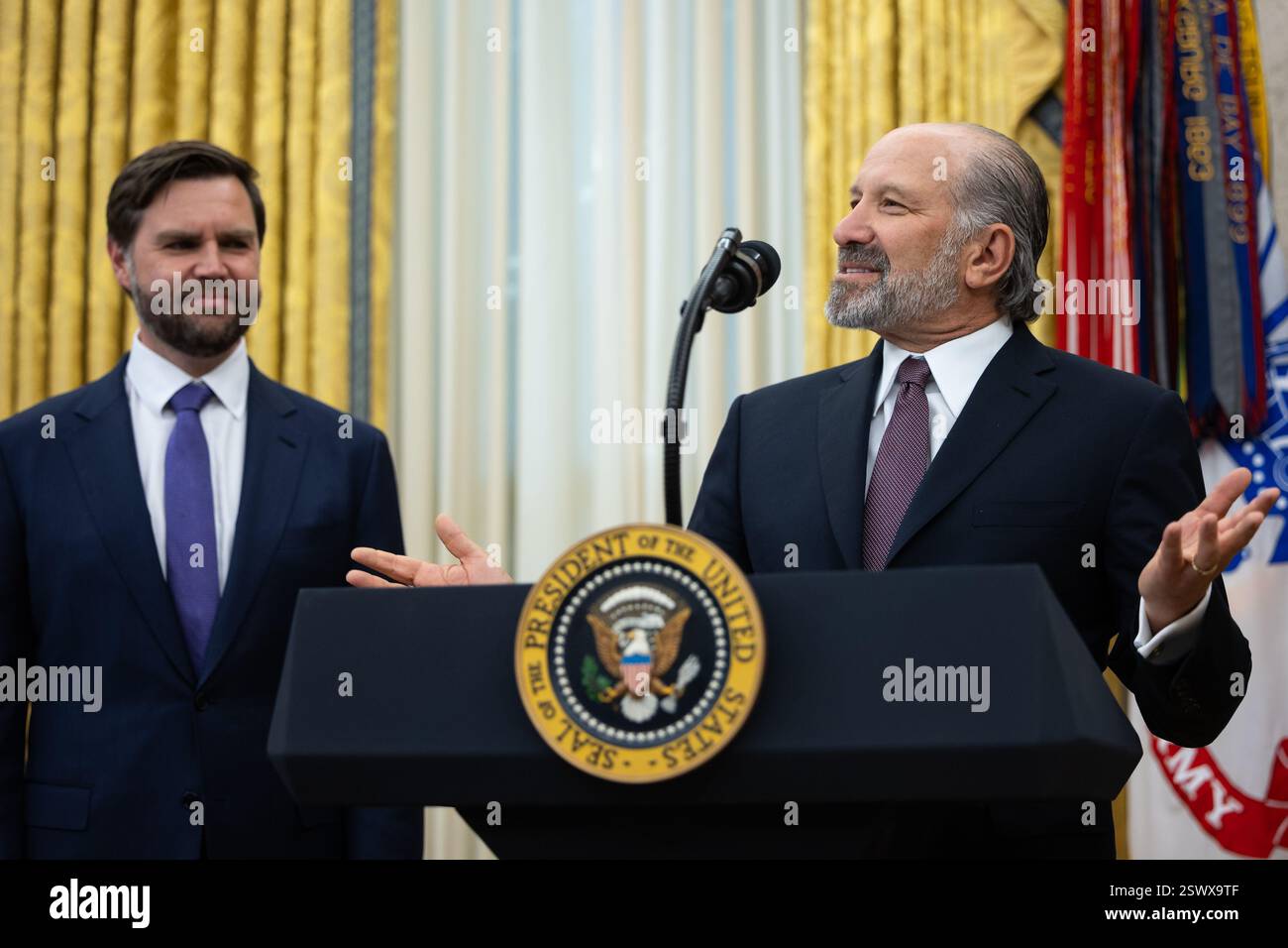 United States Secretary of Commerce Howard Lutnick speaks in the Oval ...