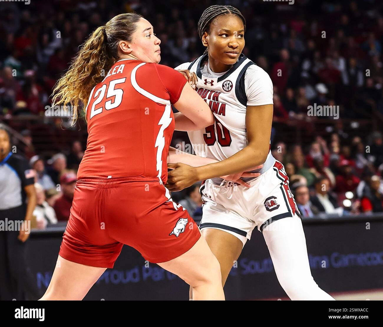 February 20, 2025: South Carolina forward Maryam Dauda (30) battle for ...