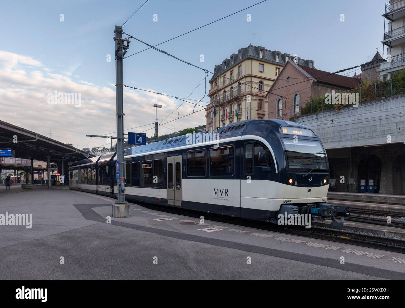 Swiss Golden pass train at Montreux railway station (Switzerland ...