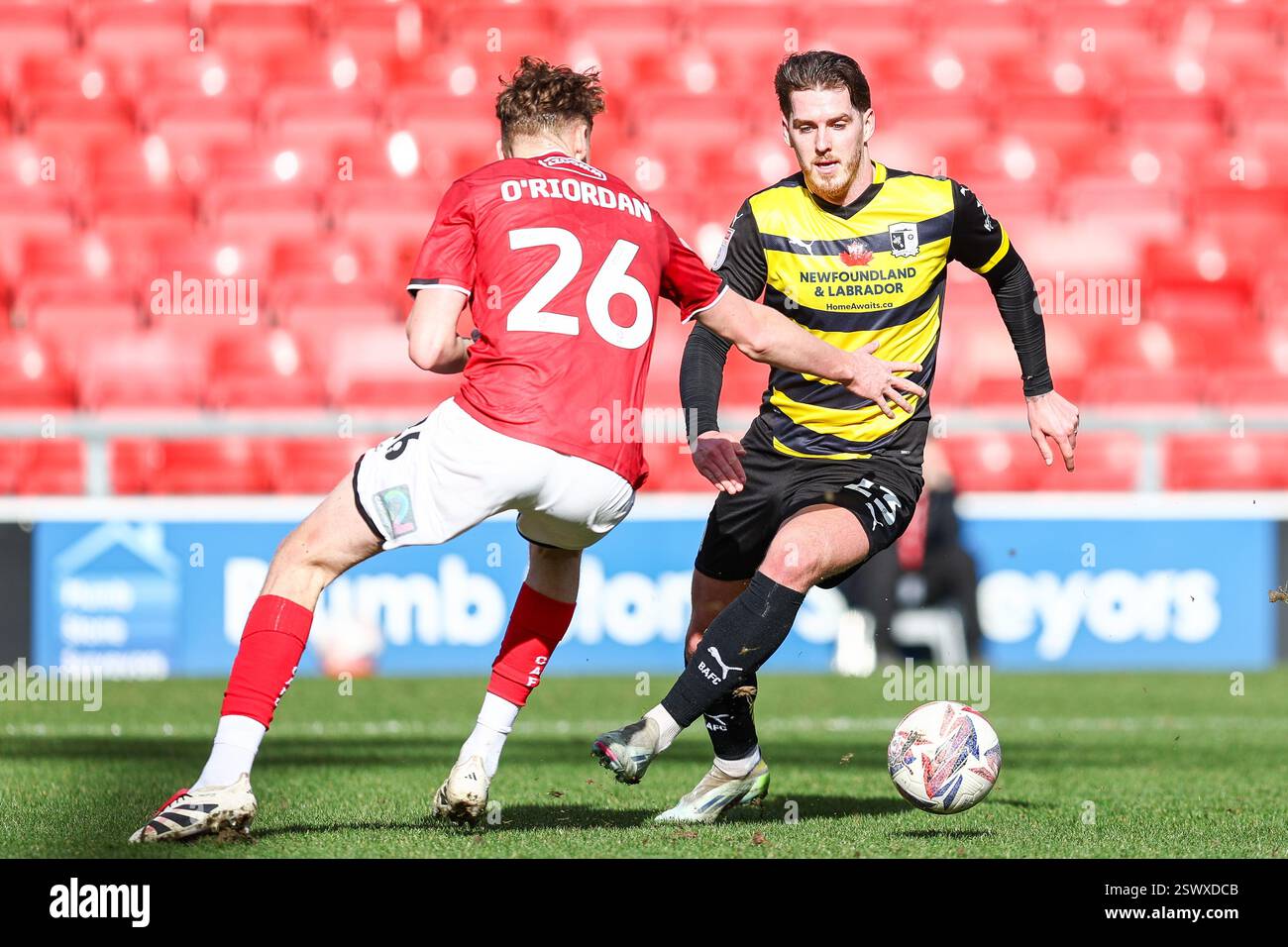 #26, Connor O'Riordan of Crewe Alexandra & #23, Connor Mahoney of ...