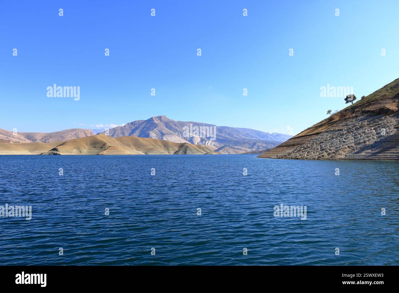 the Dokan Dukan Lake with beautiful mountains around in northern Iraq ...