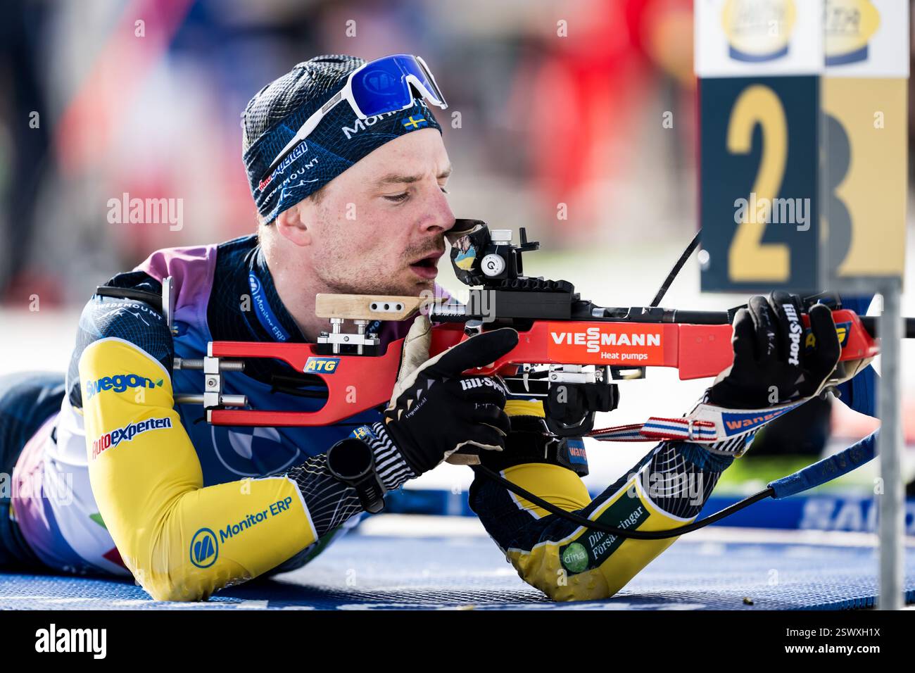250222 Jesper Nelin of Sweden during zeroing ahead of men's 4 x 7,5 km ...