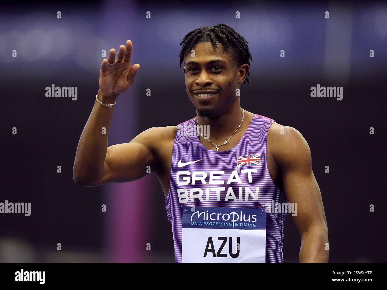 Jeremiah Azu in action during the Men's 60m Heats on day one of the ...