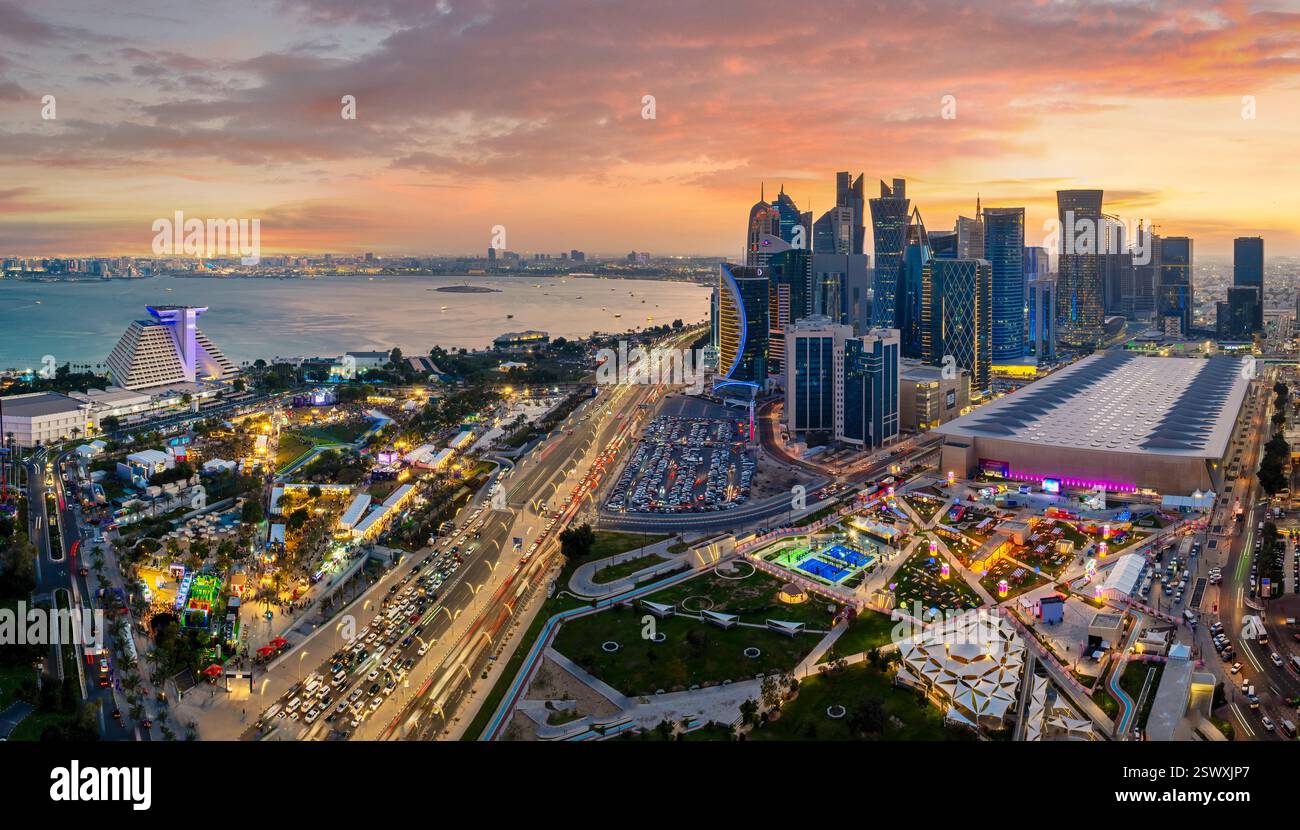 Aerial view of Doha Skyline west bay Qatar. Financial Hub of Qatar ...