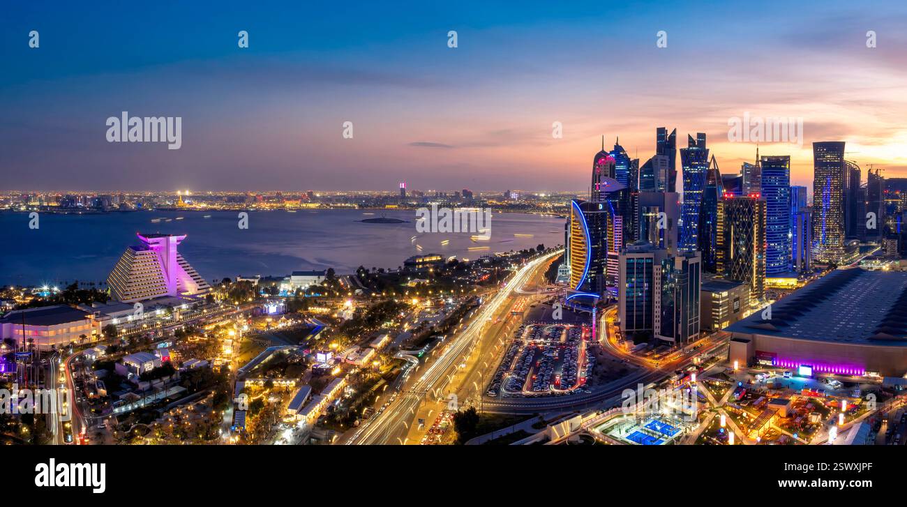 Aerial view of Doha Skyline west bay Qatar. Financial Hub of Qatar ...