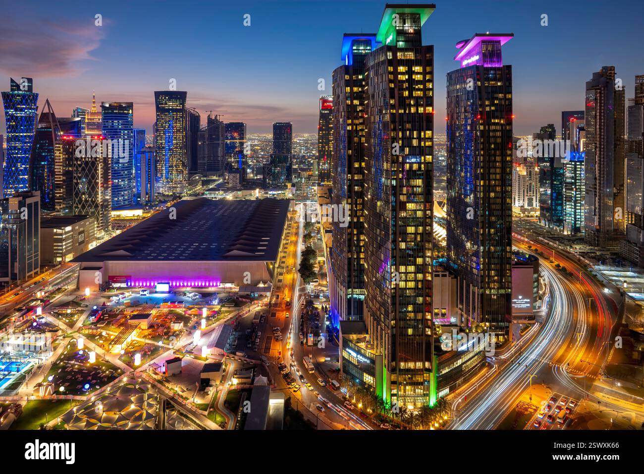 Aerial view of Doha Skyline west bay Qatar. Financial Hub of Qatar ...