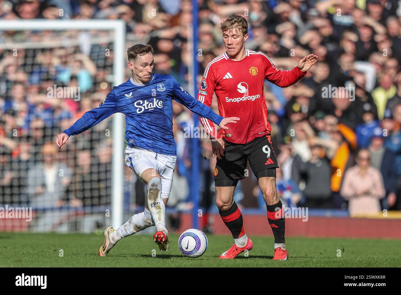 Liverpool, UK. 22nd Feb, 2025. Rasmus Højlund of Manchester United is ...
