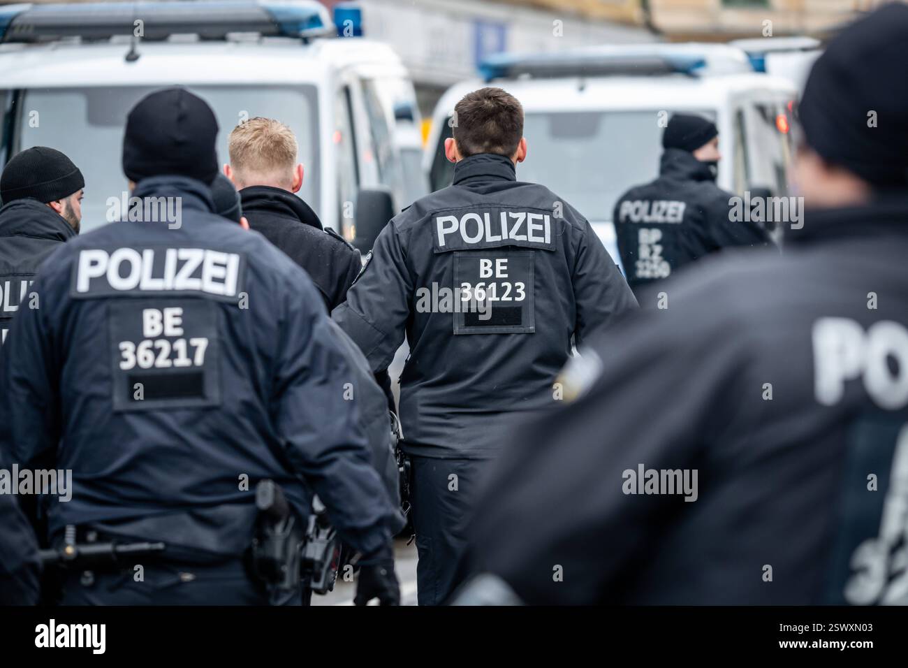 Munich, Bavaria, Germany - February 16, 2025: A group of police ...