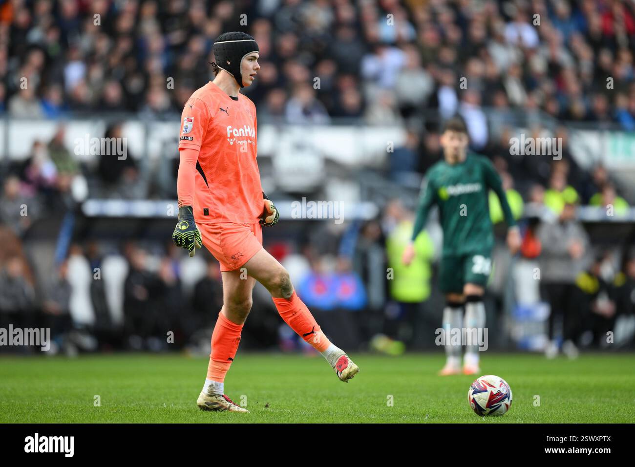 Jacob Zetterstrom, Derby County goalkeeper in action during the Sky Bet ...