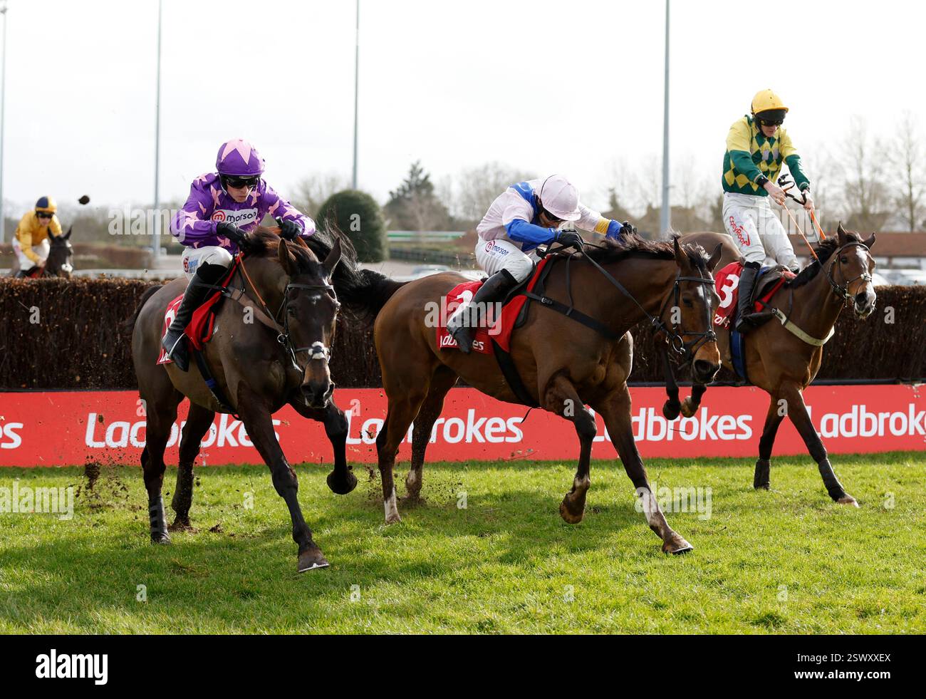 Rubaud ridden by Harry Cobden (left) before winning the Ladbrokes ...