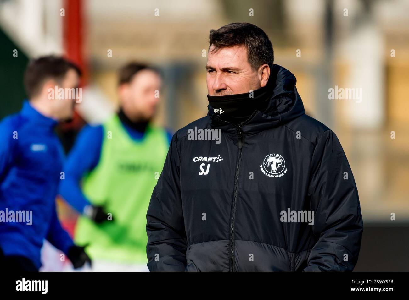 250222 Trelleborgs tränare Stefan Jacobsson inför fotbollsmatchen i ...