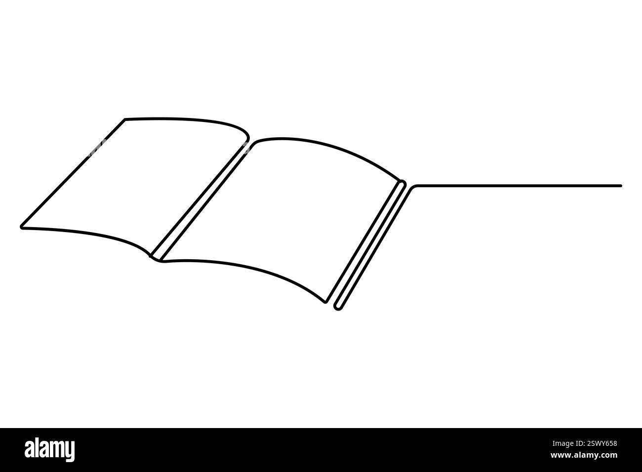 Open book continuous one line drawing and simple vector design Stock ...