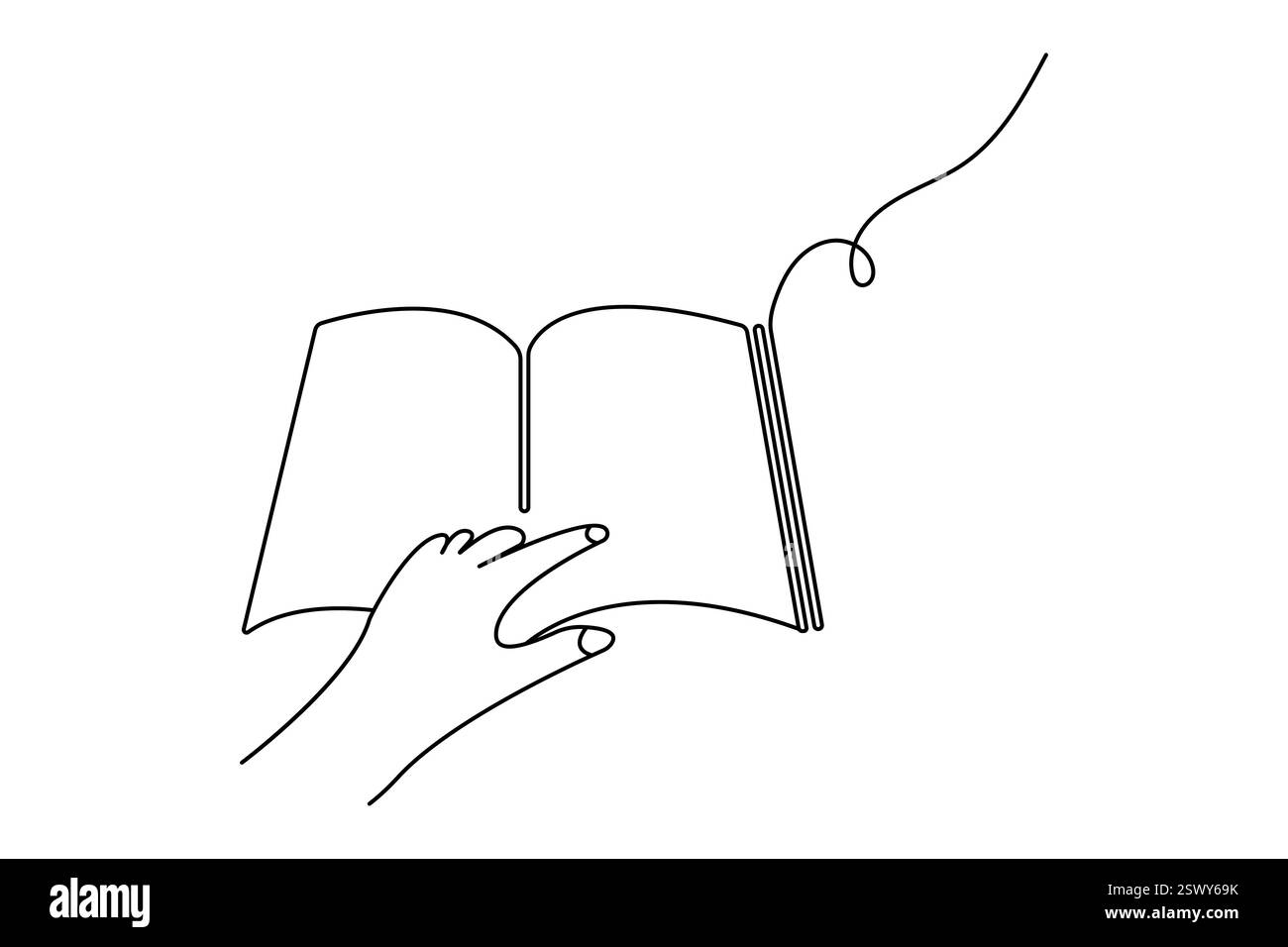 Open book continuous one line drawing and simple vector design Stock ...
