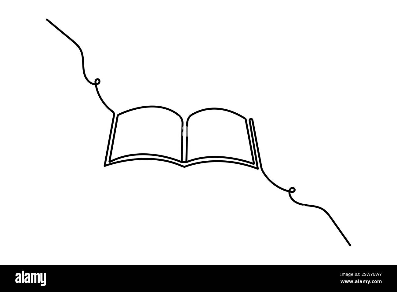 Open book continuous one line drawing and simple vector design Stock ...