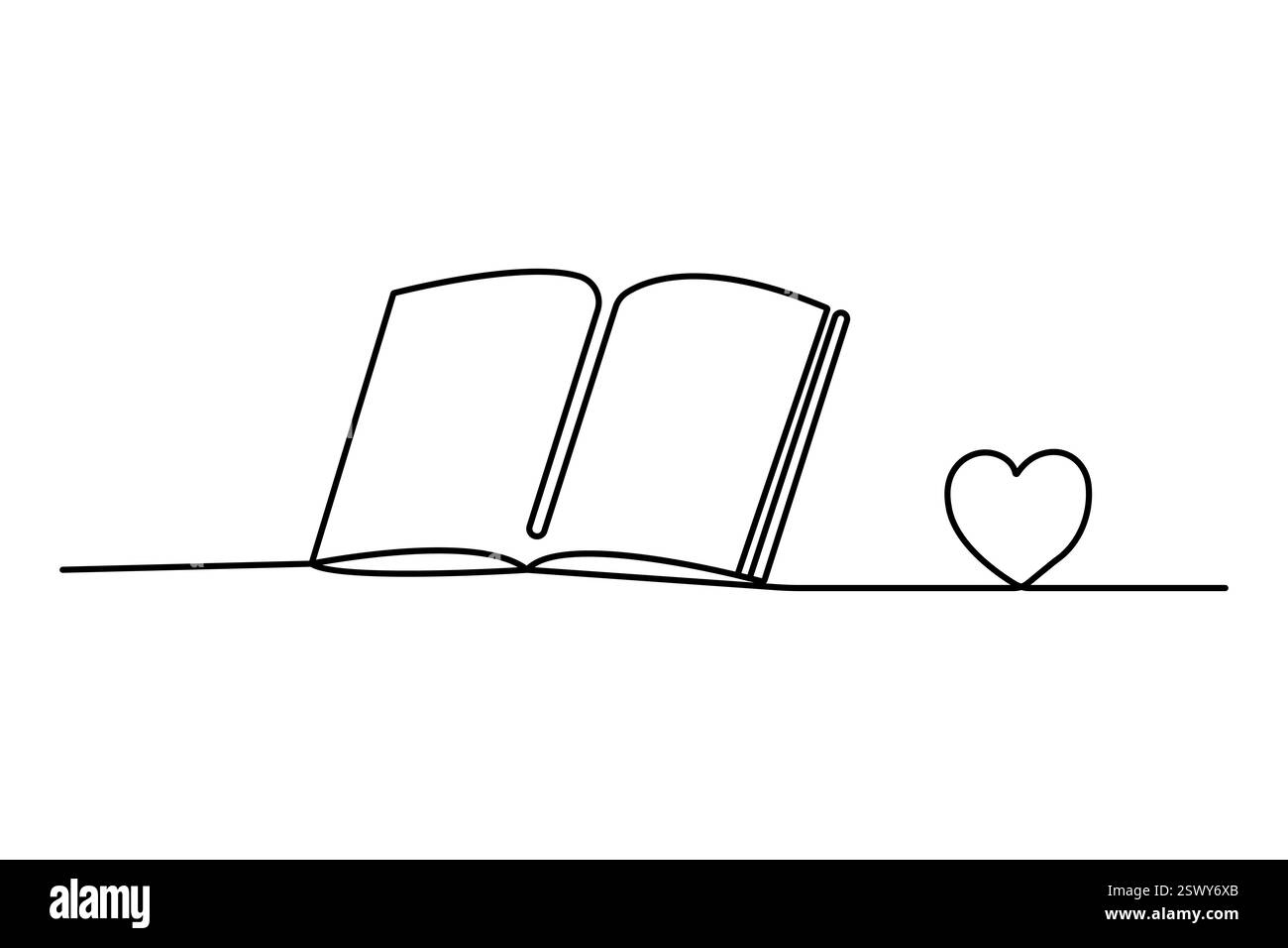Open book continuous one line drawing and simple vector design Stock ...