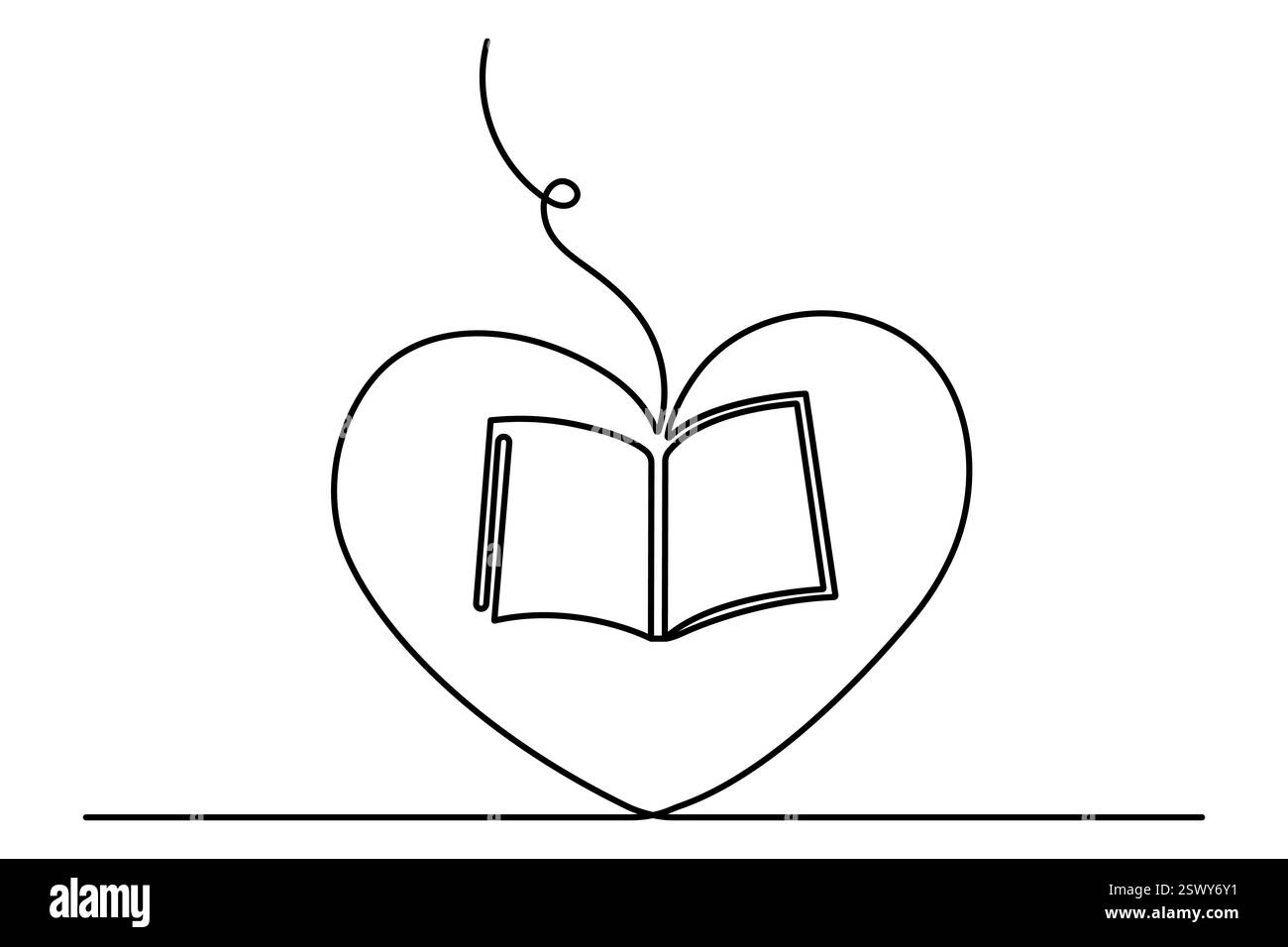 Open book continuous one line drawing and simple vector design Stock ...