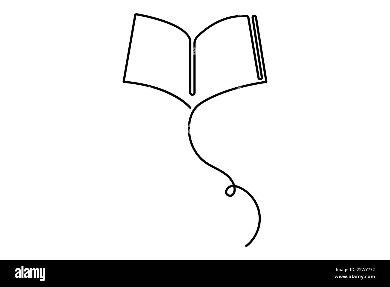 Open book continuous one line drawing and simple vector design Stock ...
