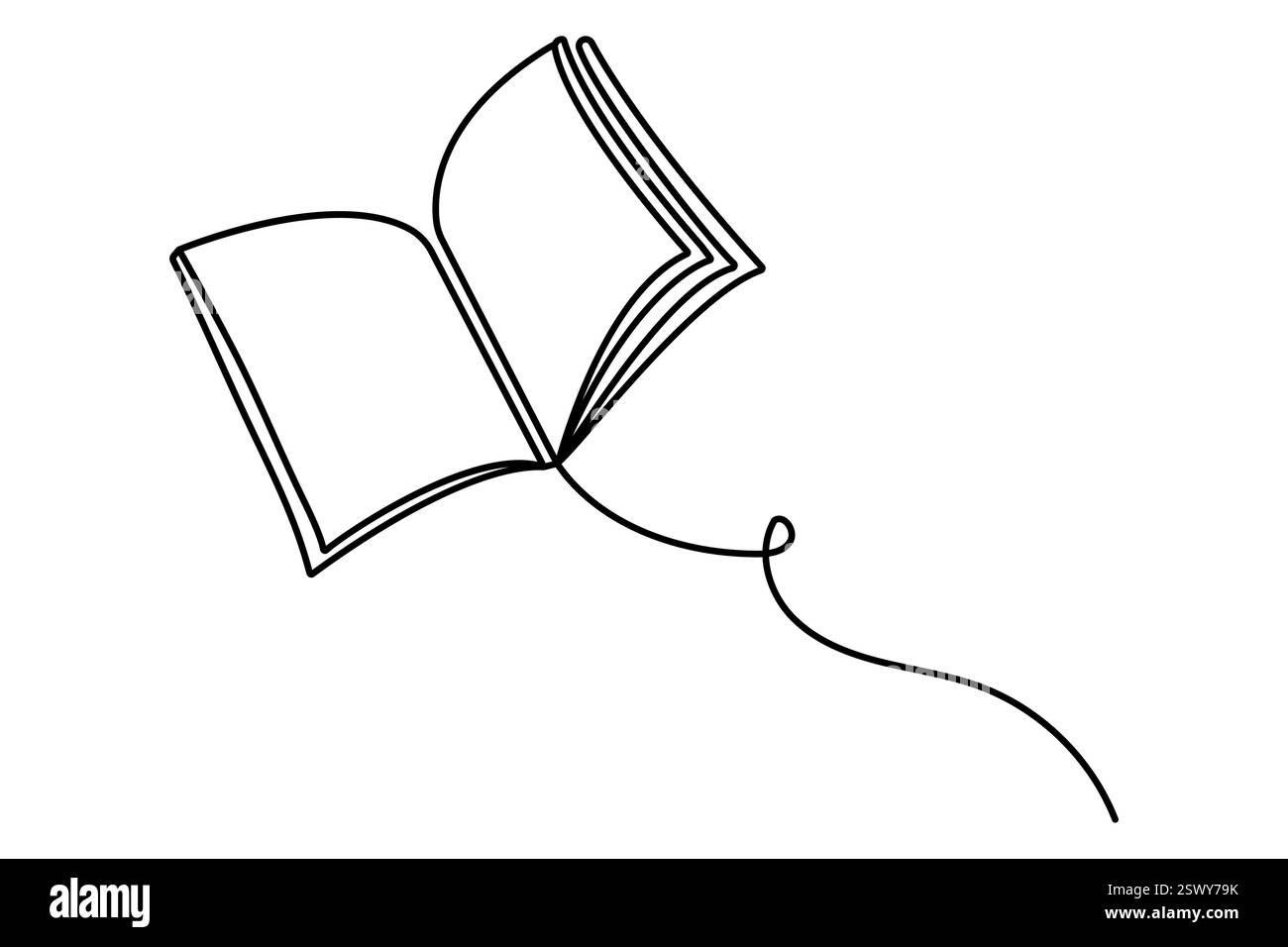 Open book continuous one line drawing and simple vector design Stock ...