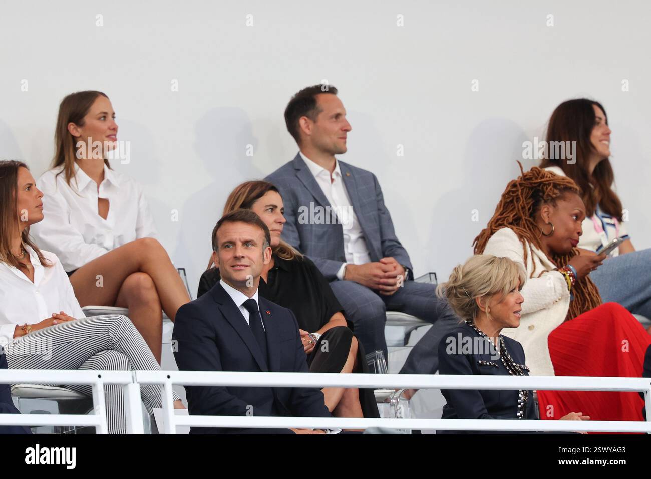 July 26th, 2024 - Paris, France: Emmanuel Macron and Brigitte Macron ...