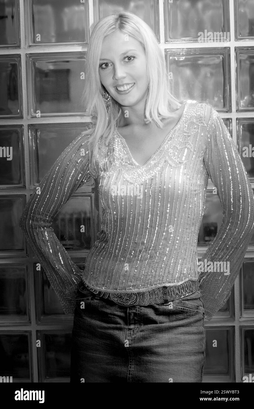 LIZ FULLER, WELSH MODEL, TV STAR, 2002: Liz Fuller at a filming of the ...