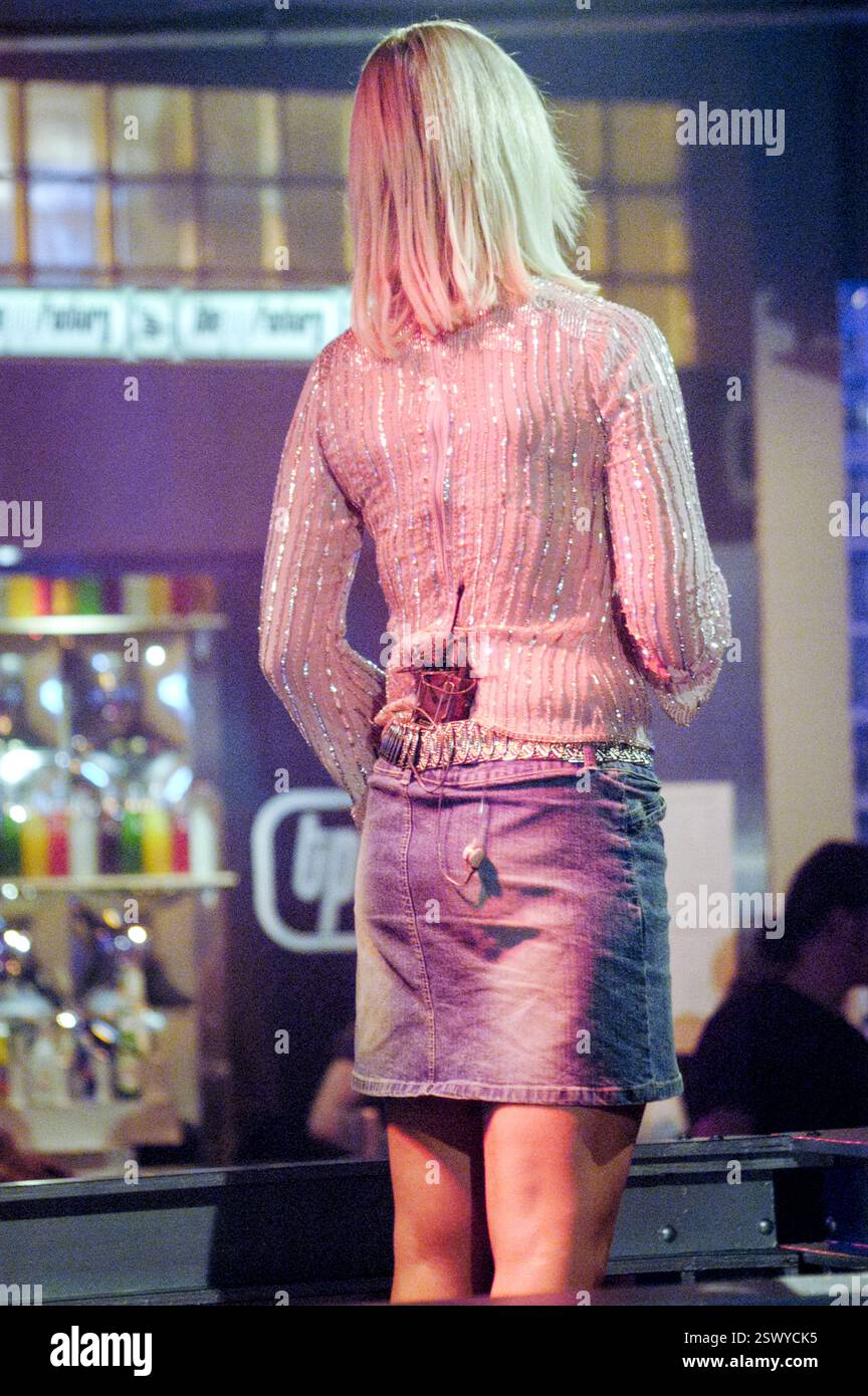 LIZ FULLER, WELSH MODEL, TV STAR, 2002: Liz Fuller at a filming of the ...