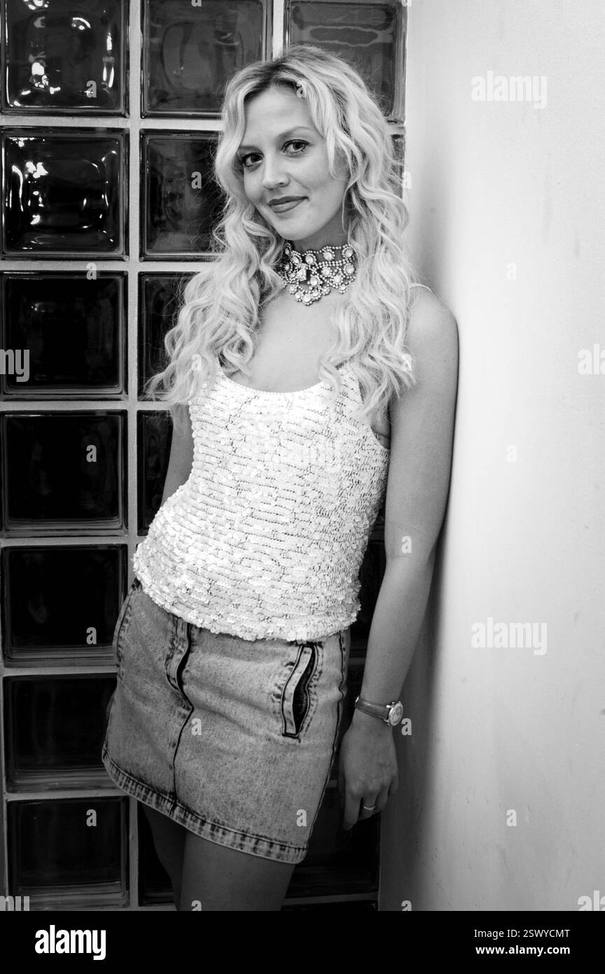 LIZ FULLER, WELSH MODEL, TV STAR, 2002: Liz Fuller at a filming of the ...