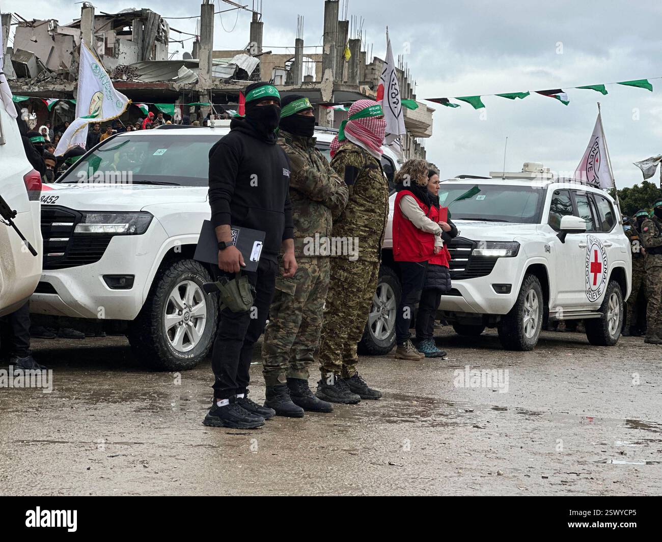 Al-Qassam Brigades, the military wing of Hamas, take security measures ...