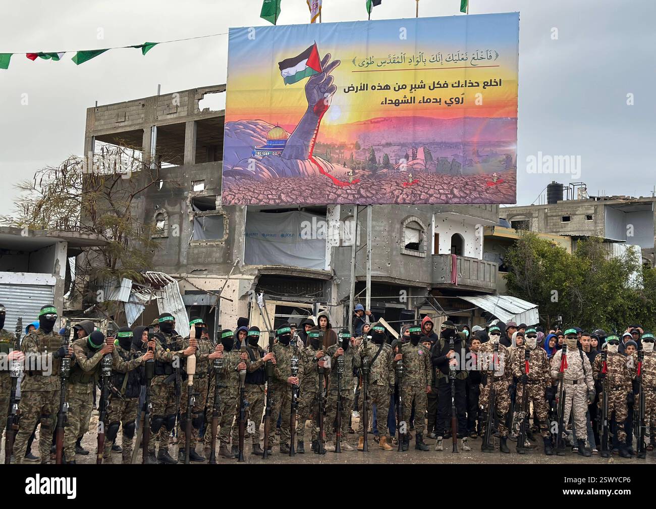 Al-Qassam Brigades, the military wing of Hamas, take security measures ...