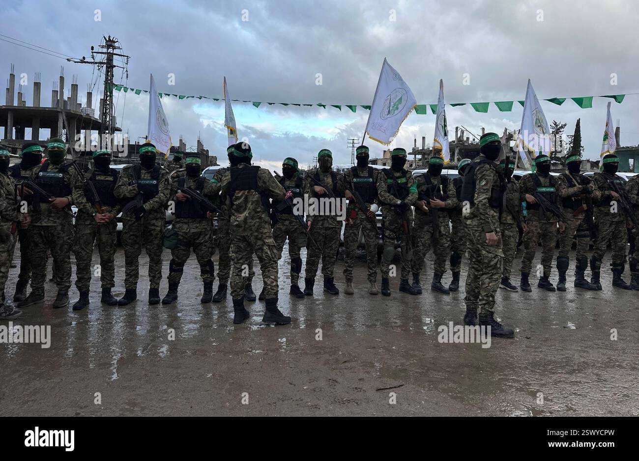 Al-Qassam Brigades, the military wing of Hamas, take security measures ...