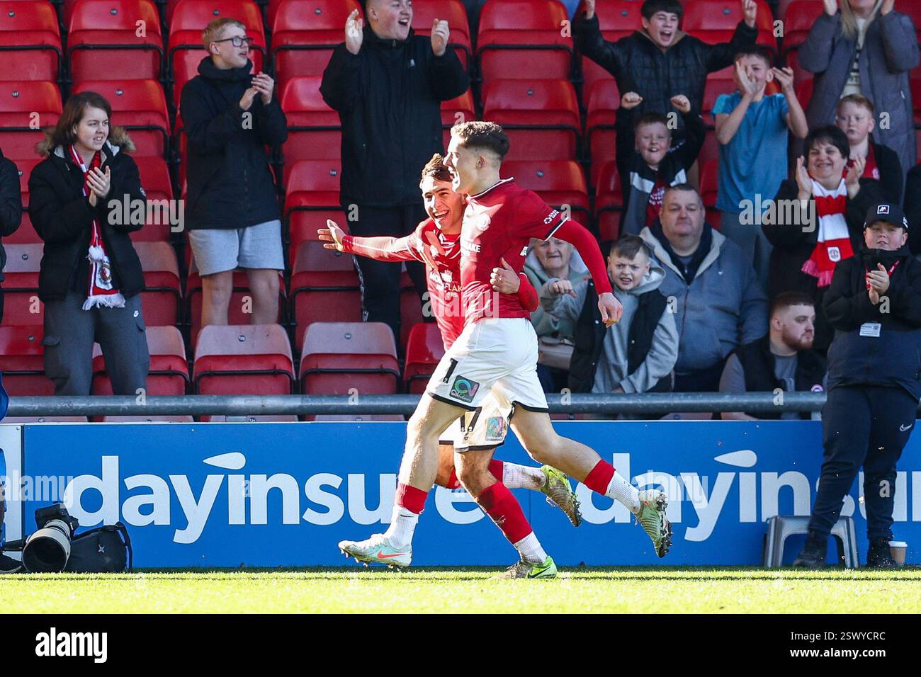 #17, Matus Holicek of Crewe Alexandra celebrates his goal with #21 ...