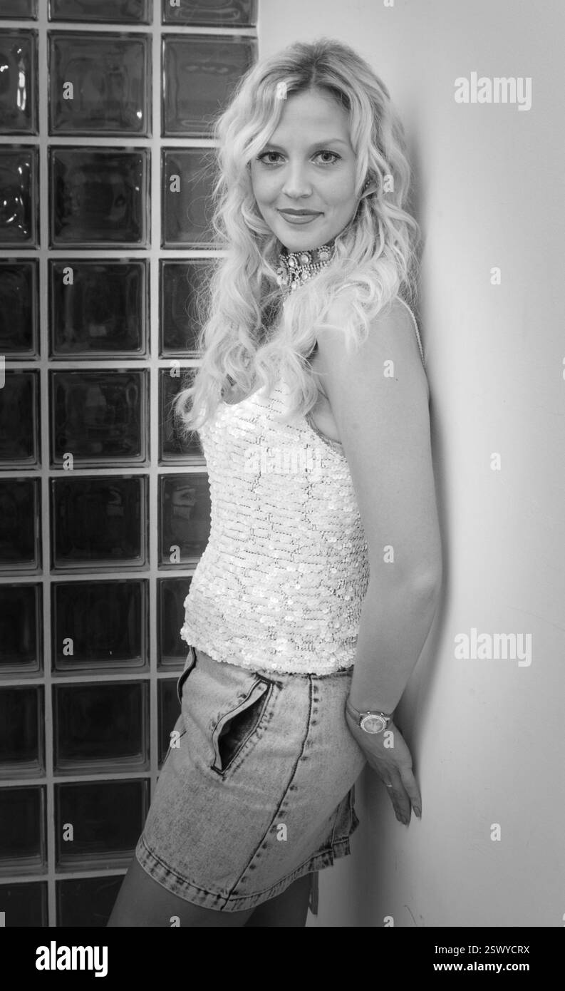 LIZ FULLER, WELSH MODEL, TV STAR, 2002: Liz Fuller at a filming of the ...