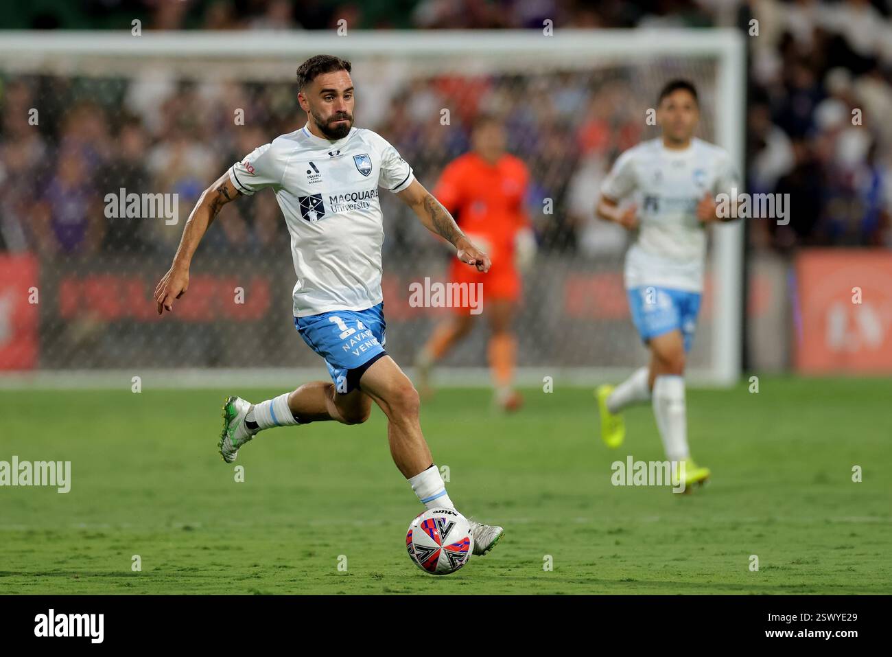 Perth, Australia. 22nd Feb, 2025. Anthony Caceres of Sydney FC runs the ...