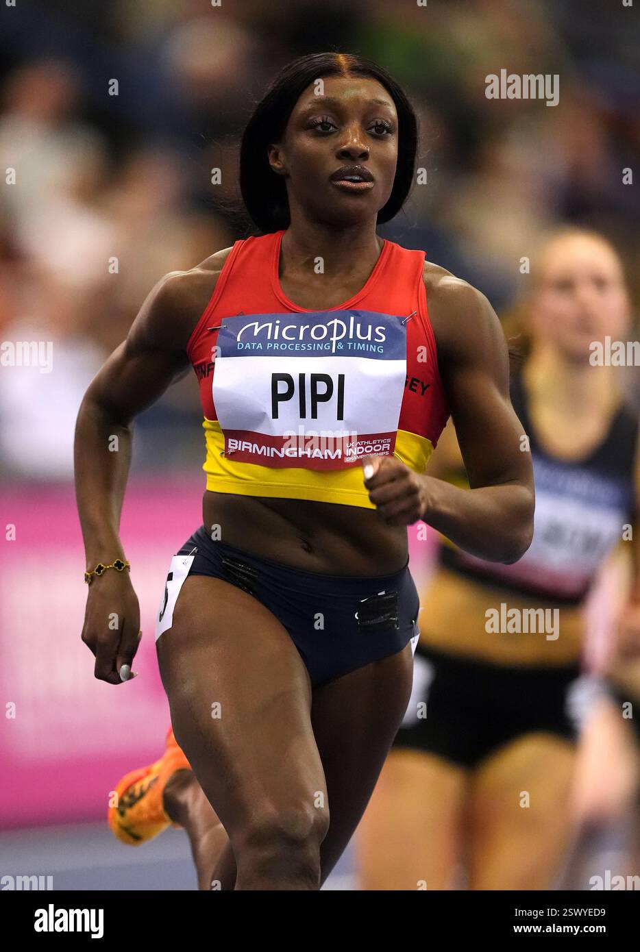 Ama Pipi in action during the Women's 400m Heats on day one of the Microplus UK Athletics Indoor ...