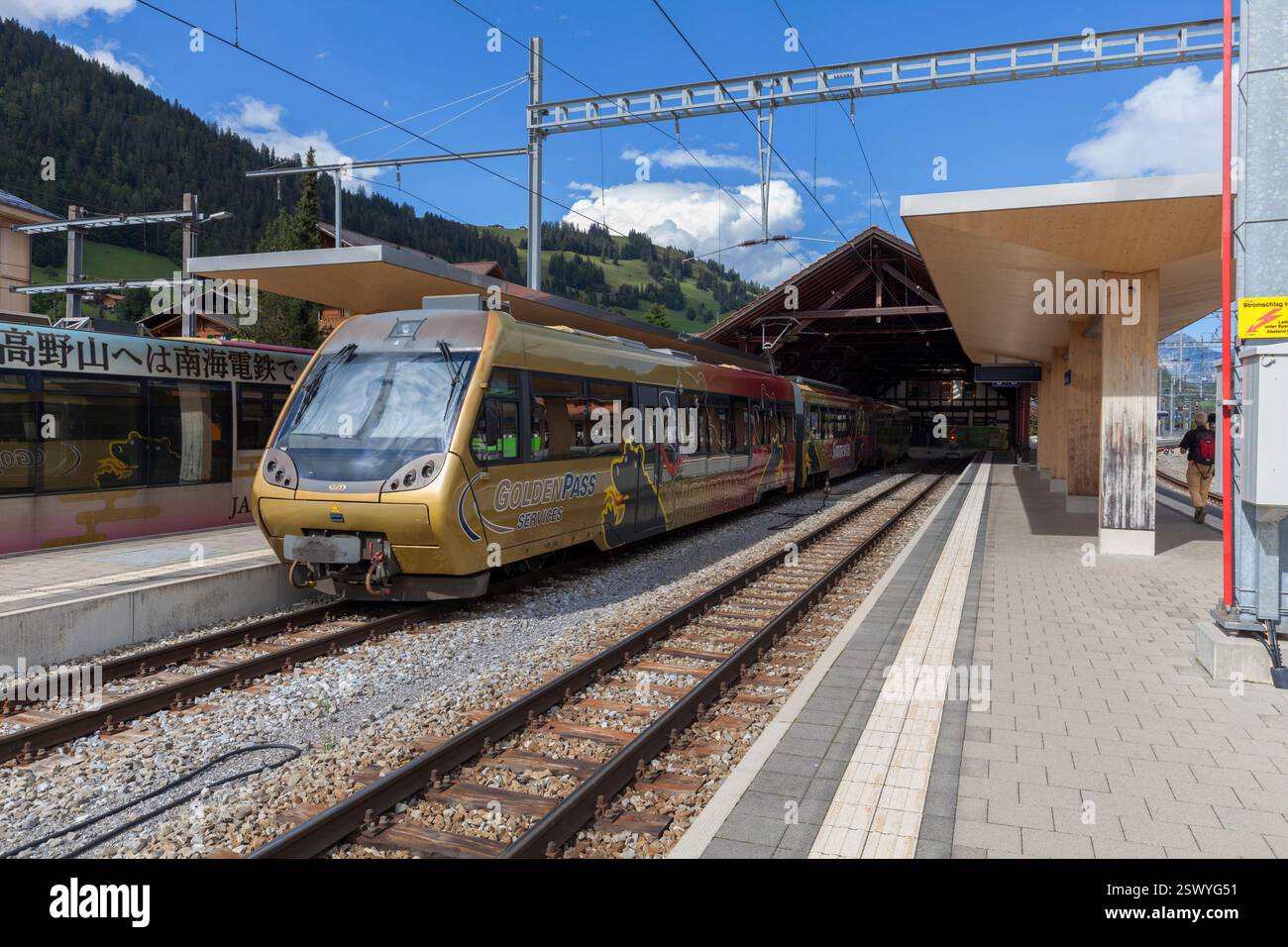 Montreux Berner Oberland Bahn Be 4/4 electric multiple unit train at Zweisimmen railway station ...