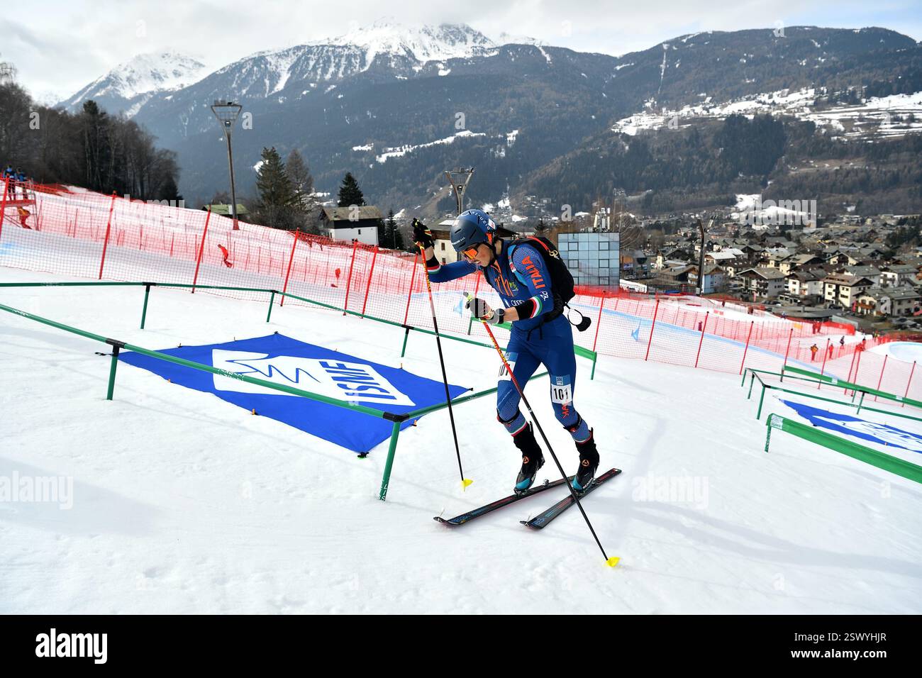 Bormio, Italy. 22nd Feb, 2025. Marco Salvadori (ITA) Uphill on skis ...