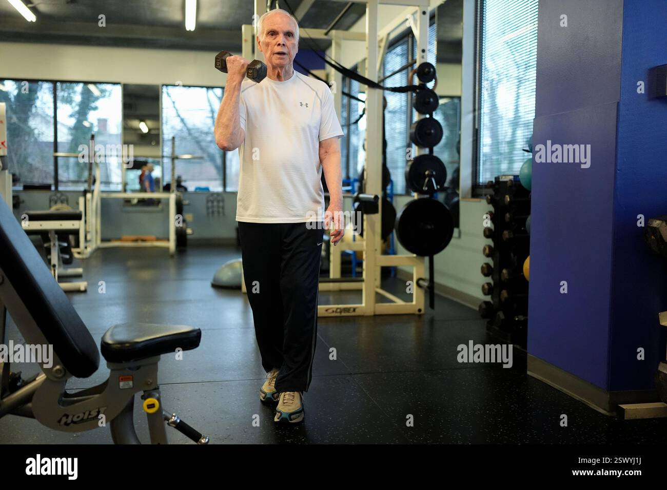 Dr. Grover Smith works out at STEPS Fitness, Wednesday, Feb. 12, 2025 ...