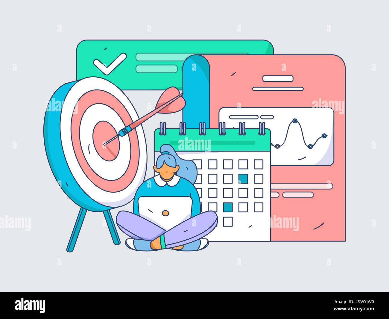 Marketing planning business characters flat vector concept operation ...