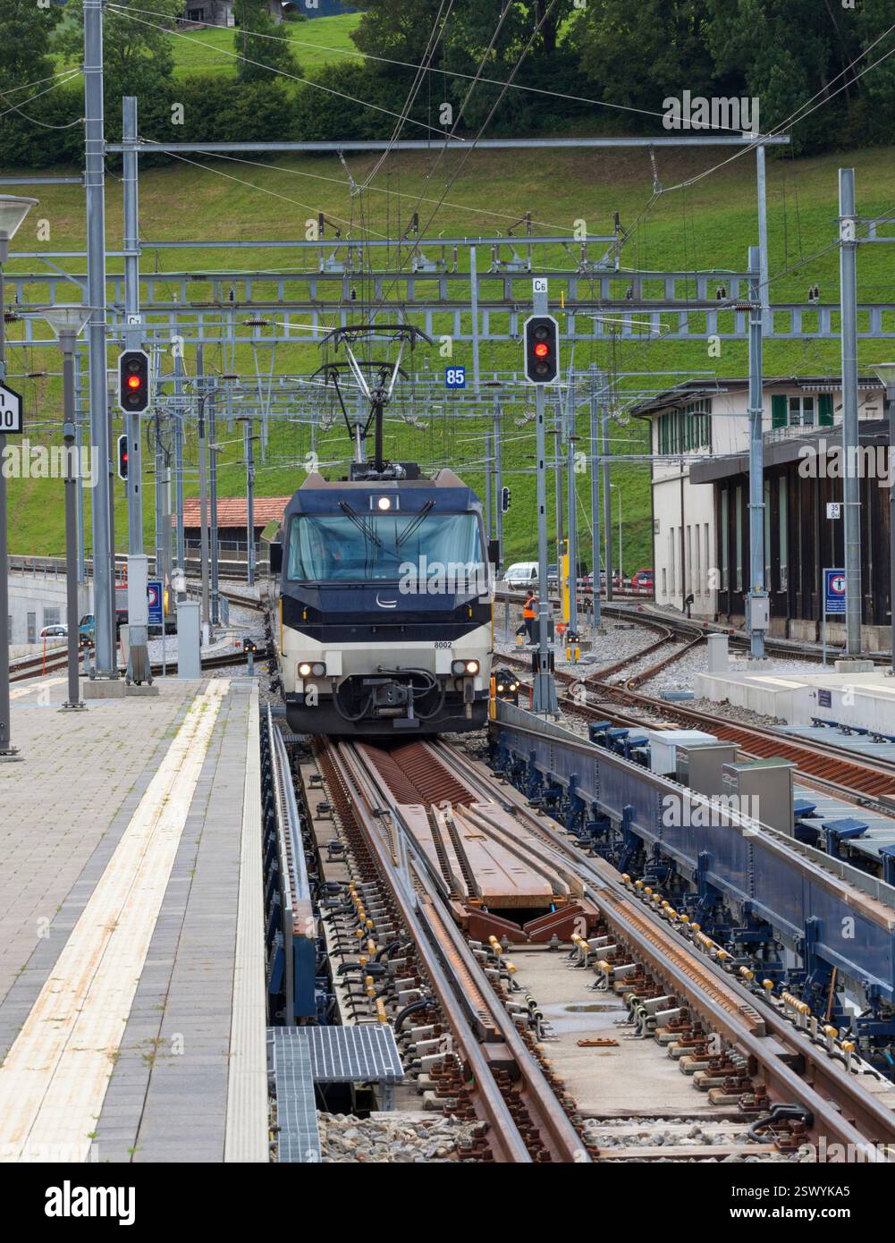 Montreux Berner Oberland Bahn ABB Ge 4/4 8002 about to passing through ...