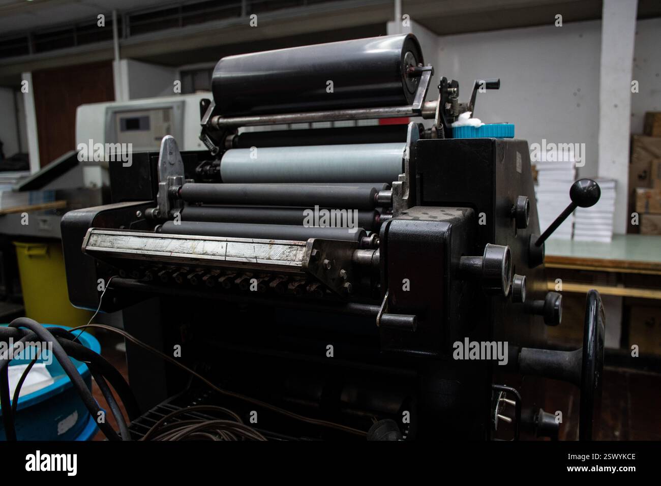 Mechanical Industrial Printer Heavy Duty Printing Machine Stock Photo ...