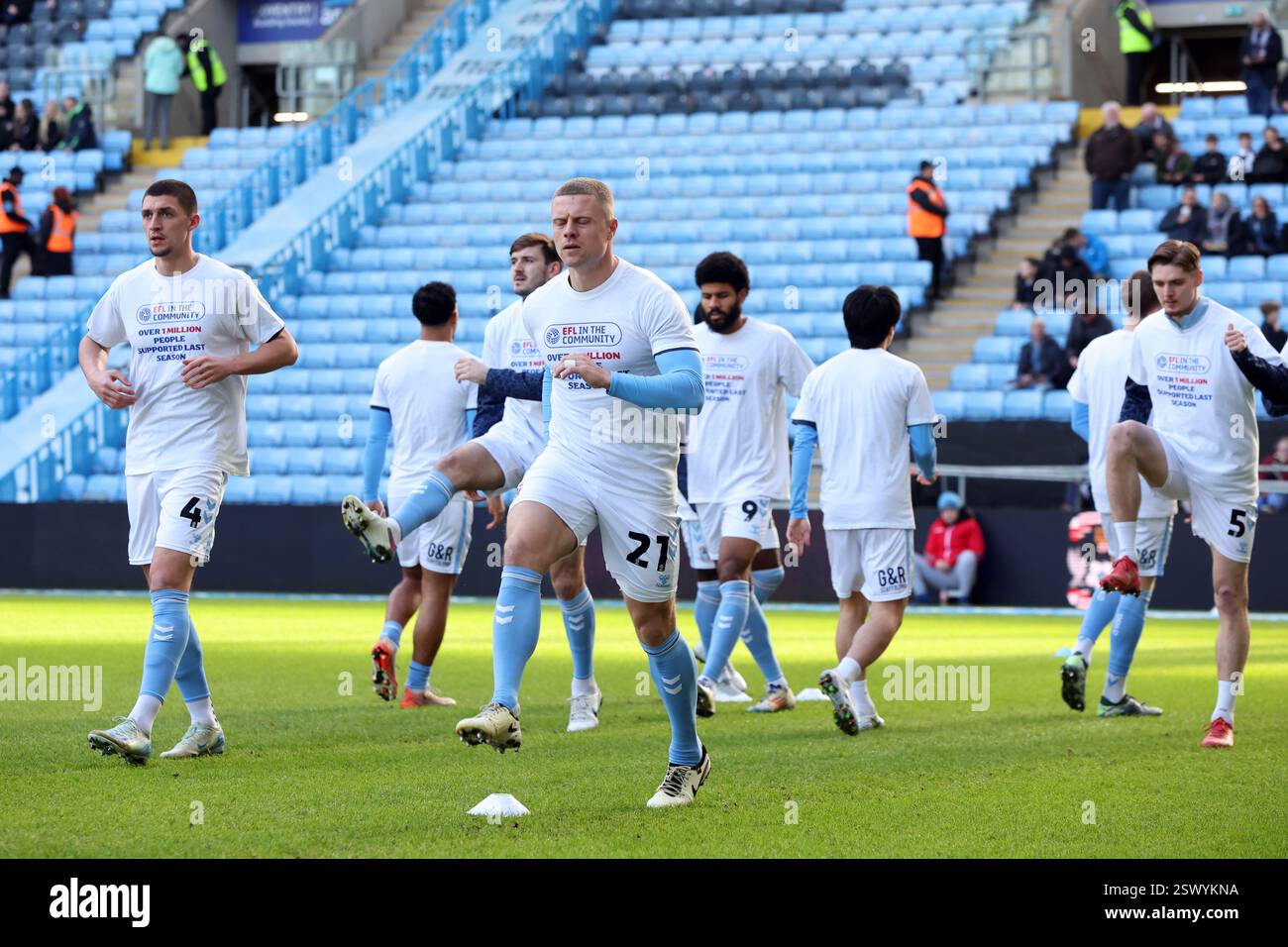Coventry City's Jake Bidwell warms up during the Sky Bet Championship ...