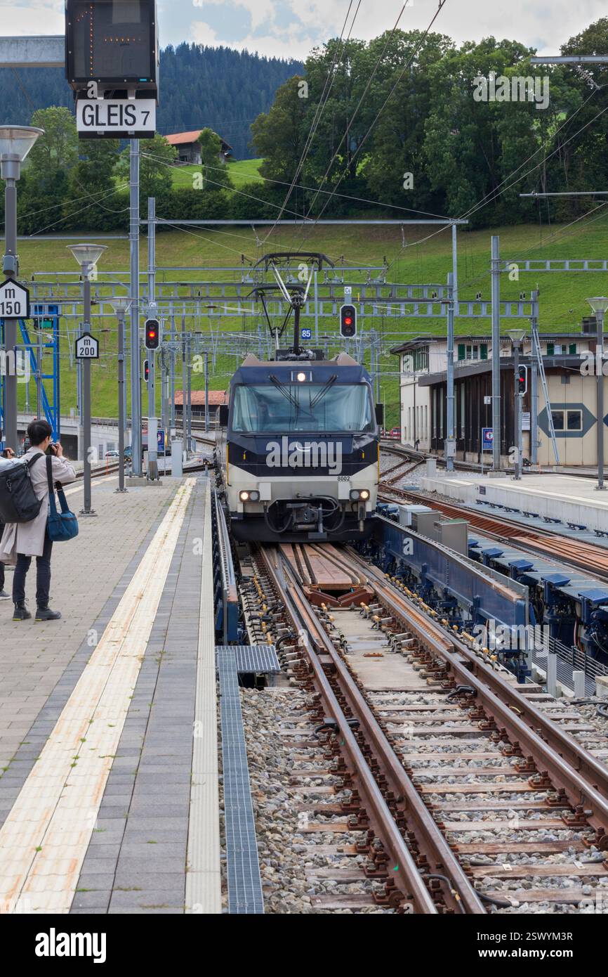 Montreux Berner Oberland Bahn ABB Ge 4/4 8002 about to passing through ...