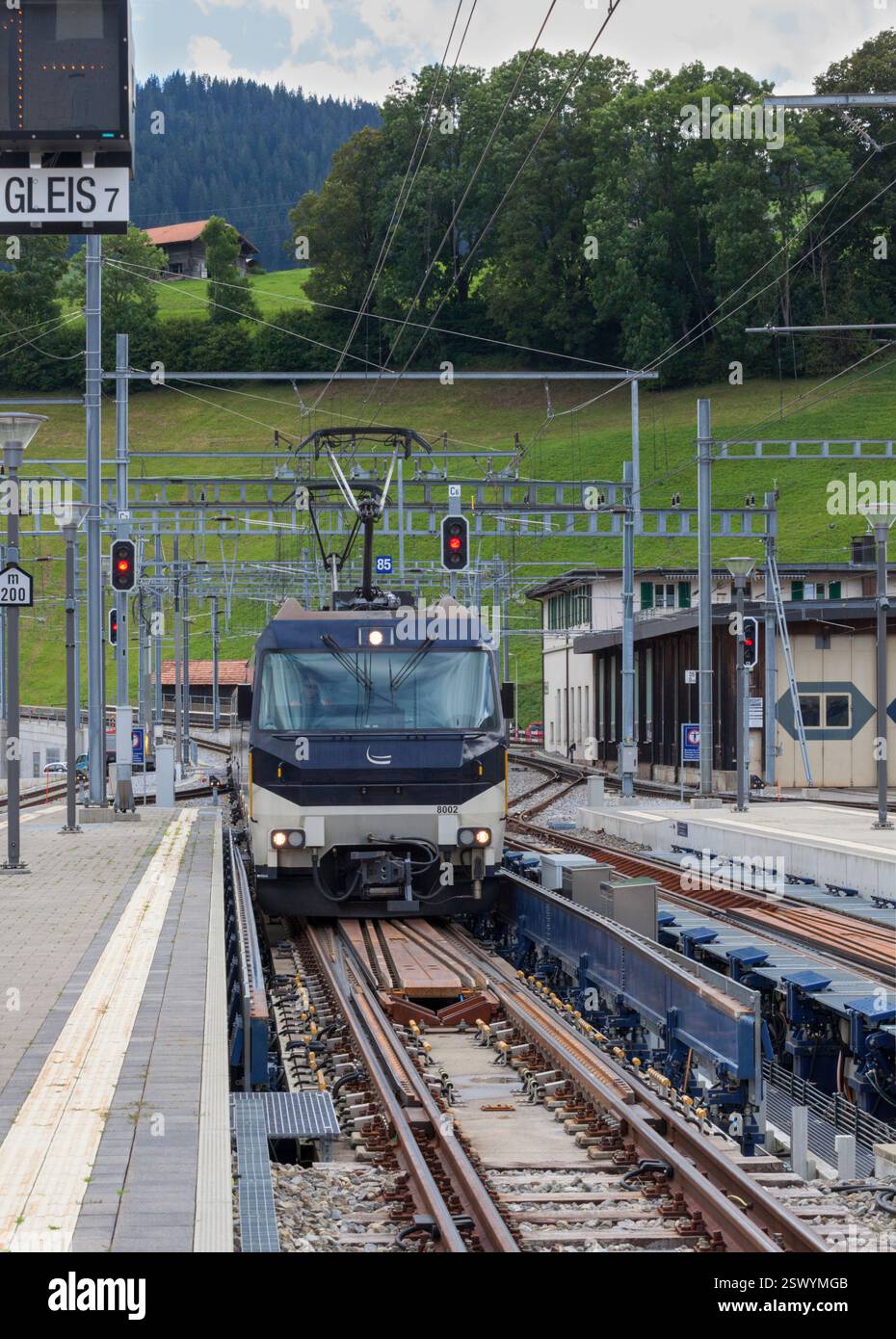 Montreux Berner Oberland Bahn ABB Ge 4/4 8002 about to passing through ...