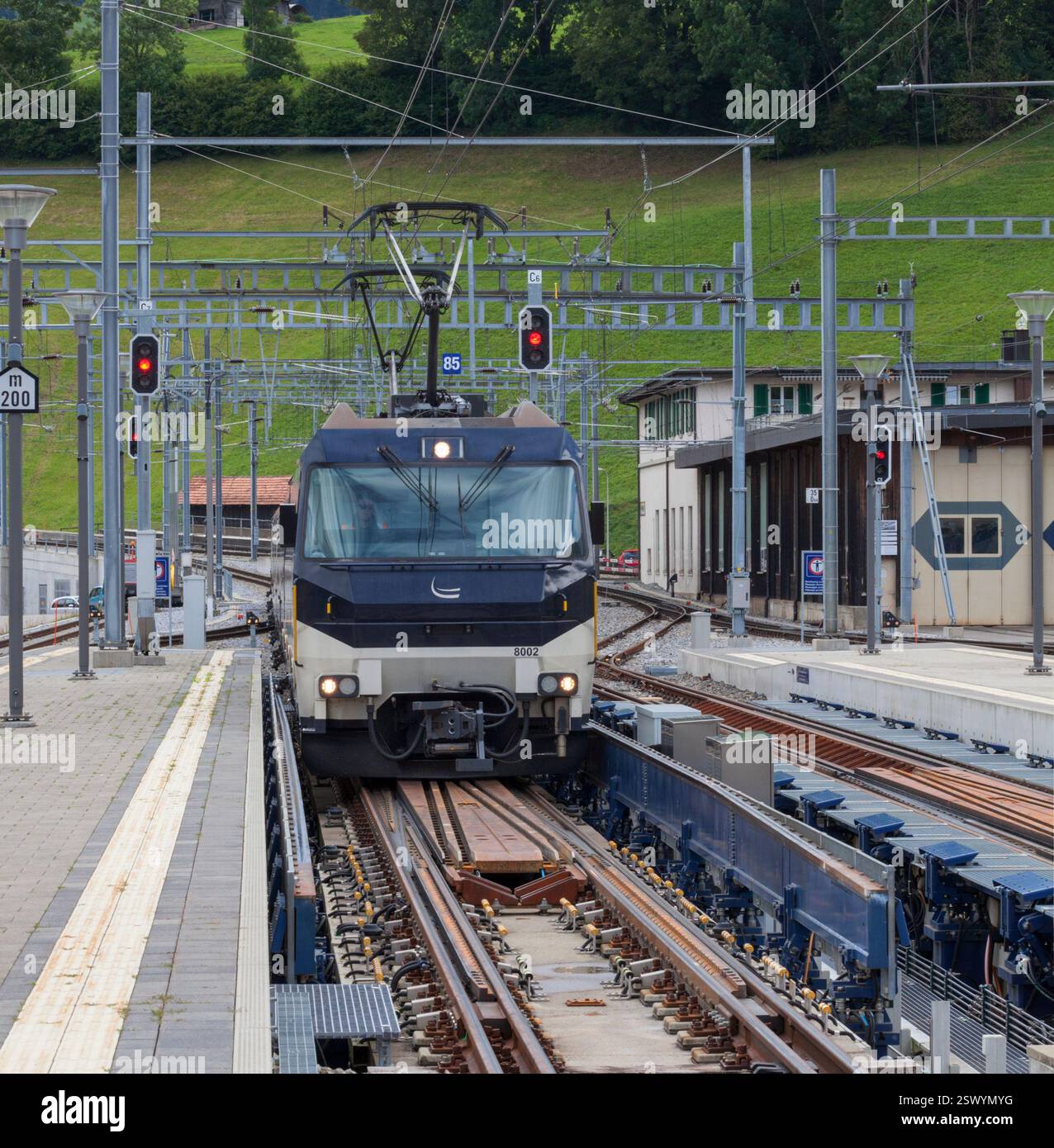 Montreux Berner Oberland Bahn ABB Ge 4/4 8002 about to passing through ...