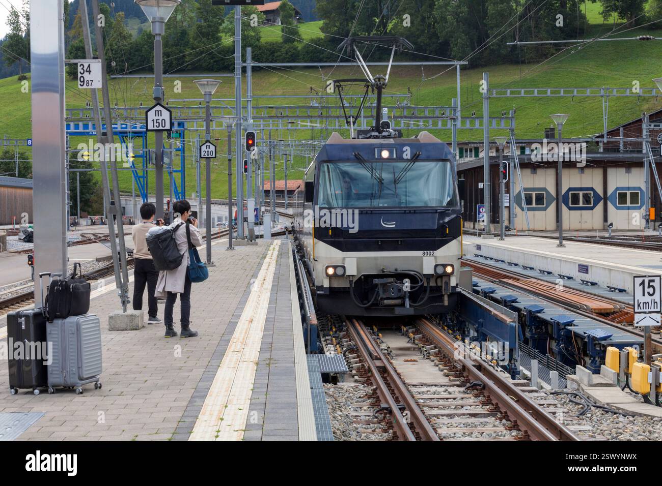 Montreux Berner Oberland Bahn ABB Ge 4/4 8002 about to passing through ...