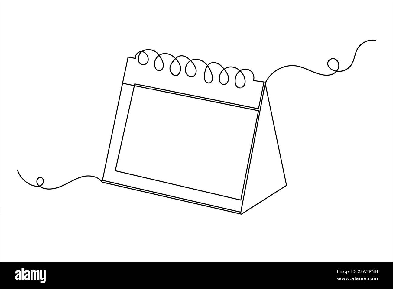 Table calendar one line drawing and isolated continuous outline ...